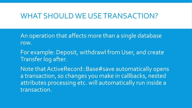 Active record - Transactions | PPT