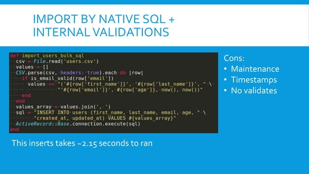 Active Record & SQL - Bulk Insert | PPTX