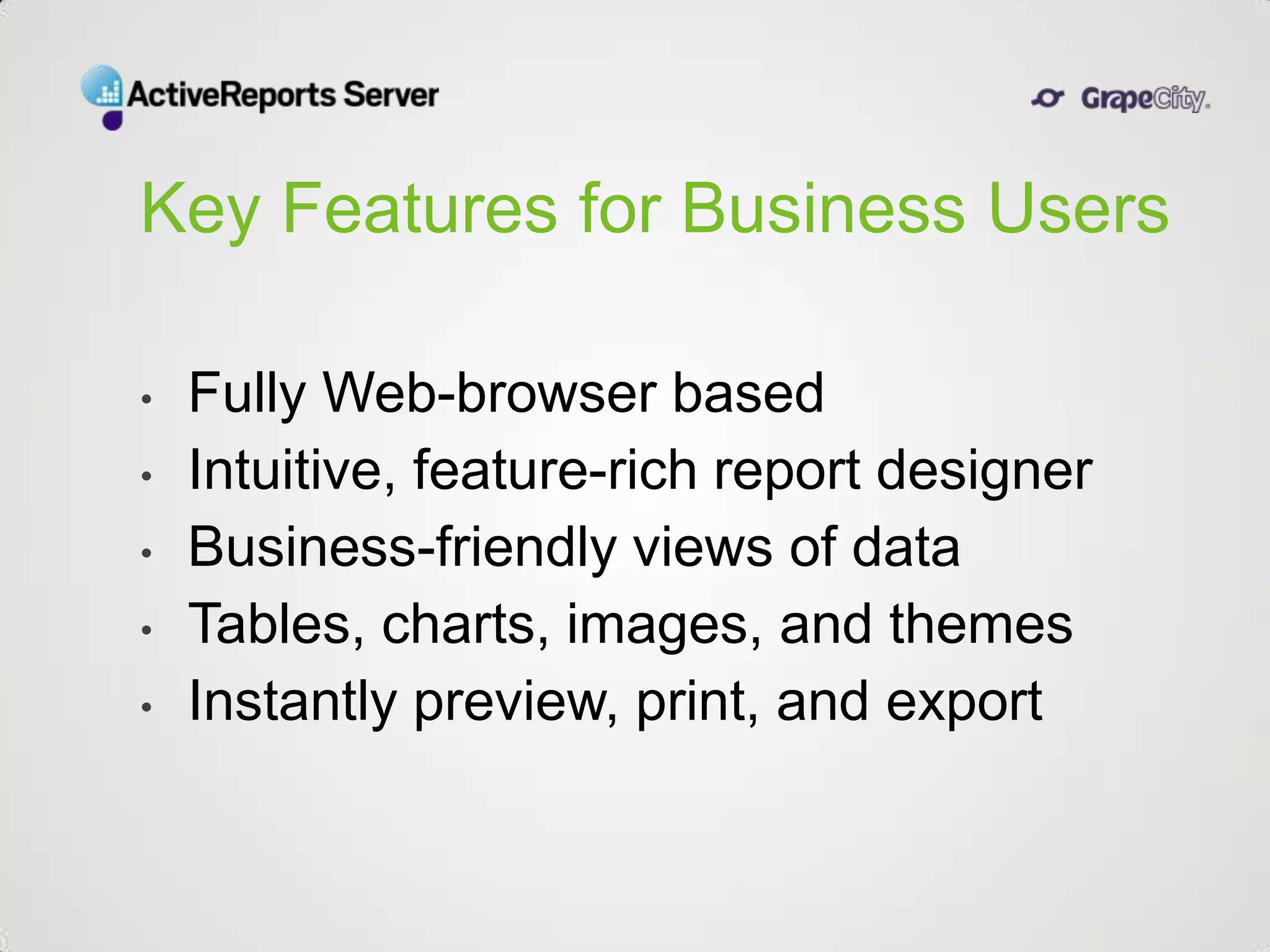 Introduction to ActiveReports Server by GrapeCity | PPTX