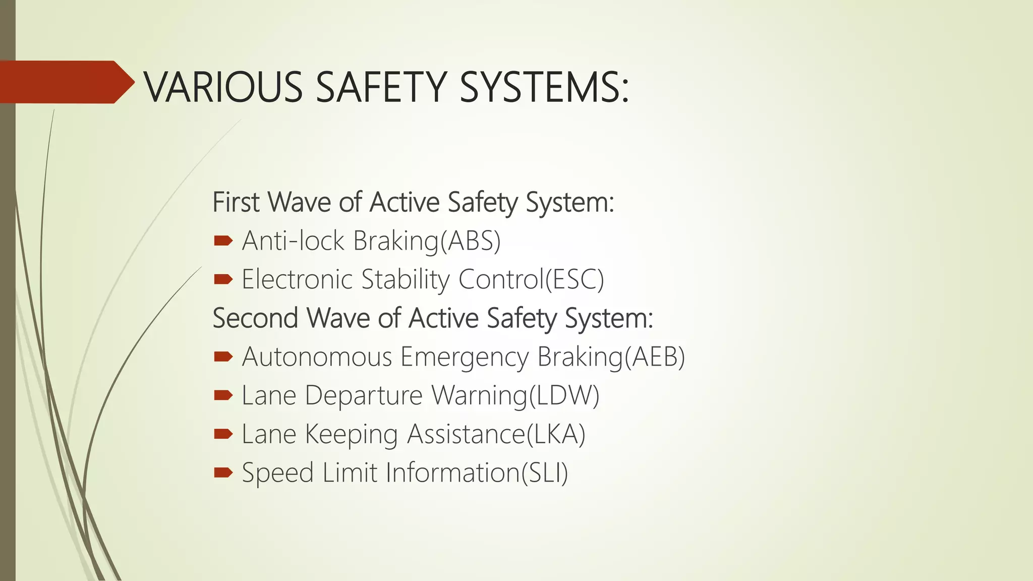 Active safety system | PPTX | Auto Safety Technologies | Auto Technology