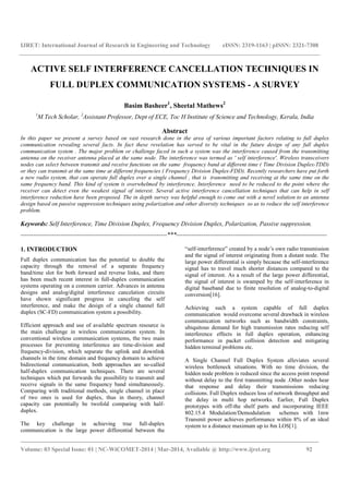 Active self interference cancellation techniques in | PDF