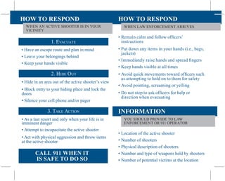 Active shooter pocket card | PDF | First Aid | Injuries