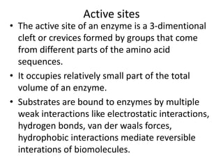 ACTIVE SITE of an enzyme | PPTX