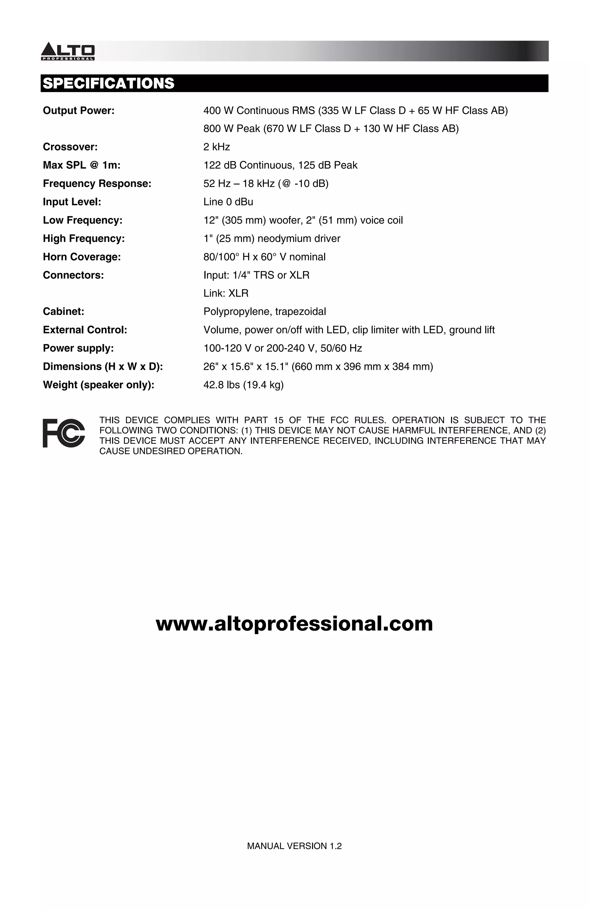 Active Speakers TRUESONIC TS112A Quickstart Guide | PDF