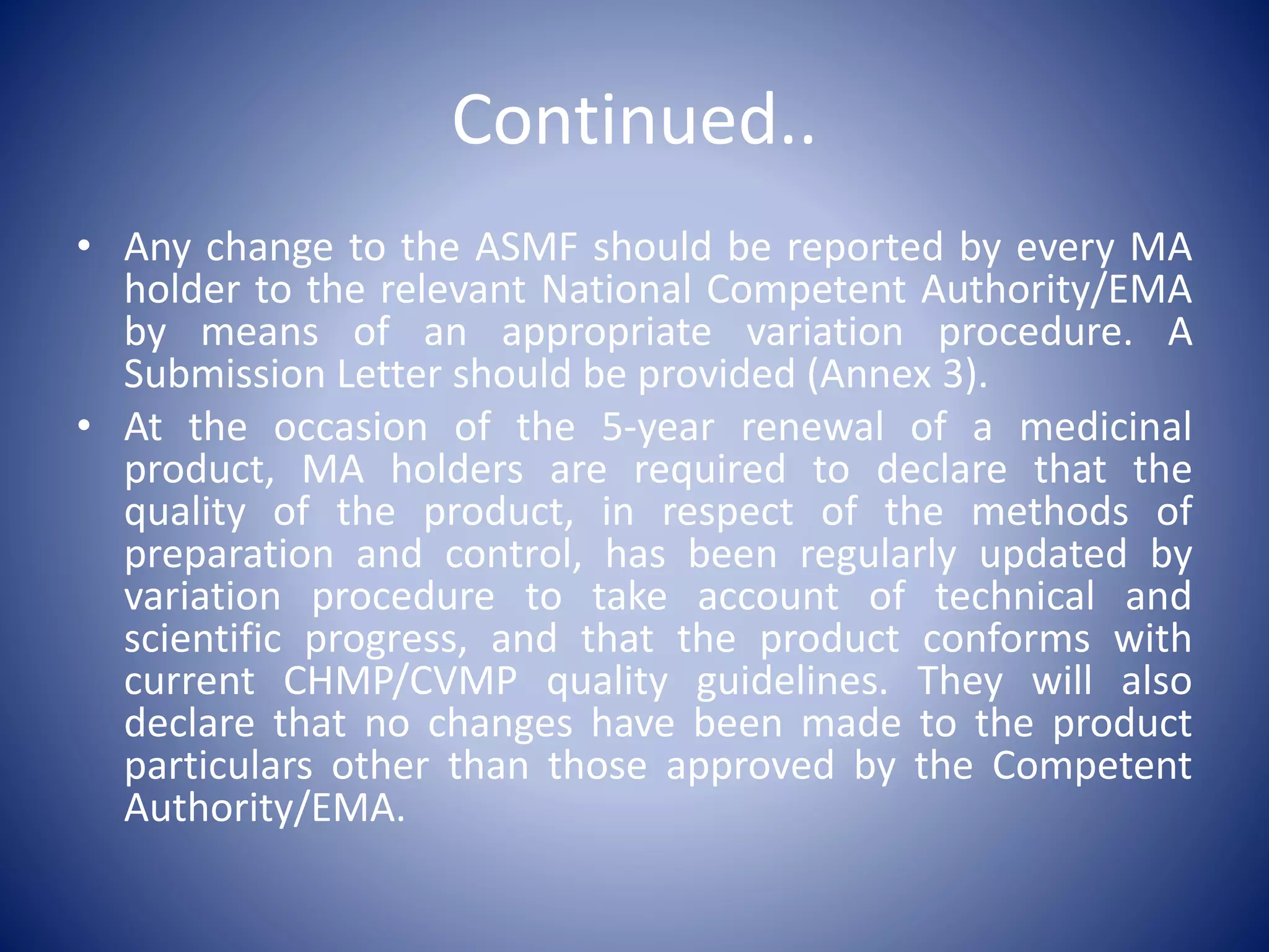 ACTIVE SUBSTANCE MSTER FILE (ASMF) eMA | PPTX