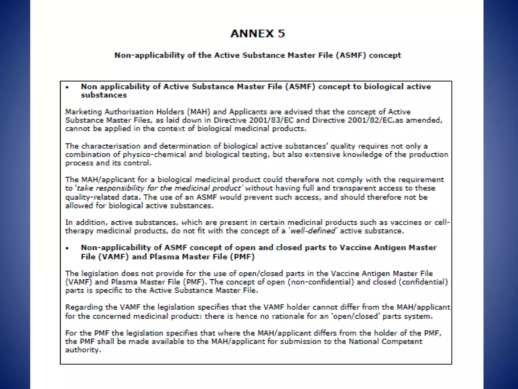 ACTIVE SUBSTANCE MSTER FILE (ASMF) eMA | PPTX