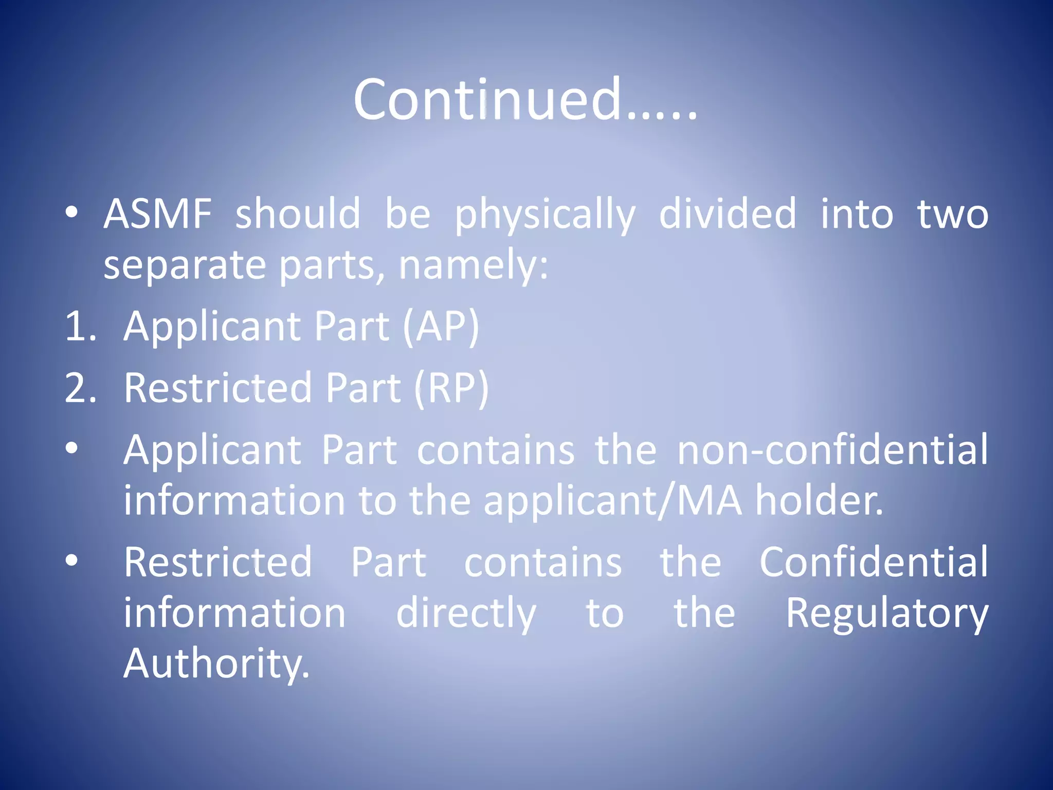 ACTIVE SUBSTANCE MSTER FILE (ASMF) eMA | PPTX