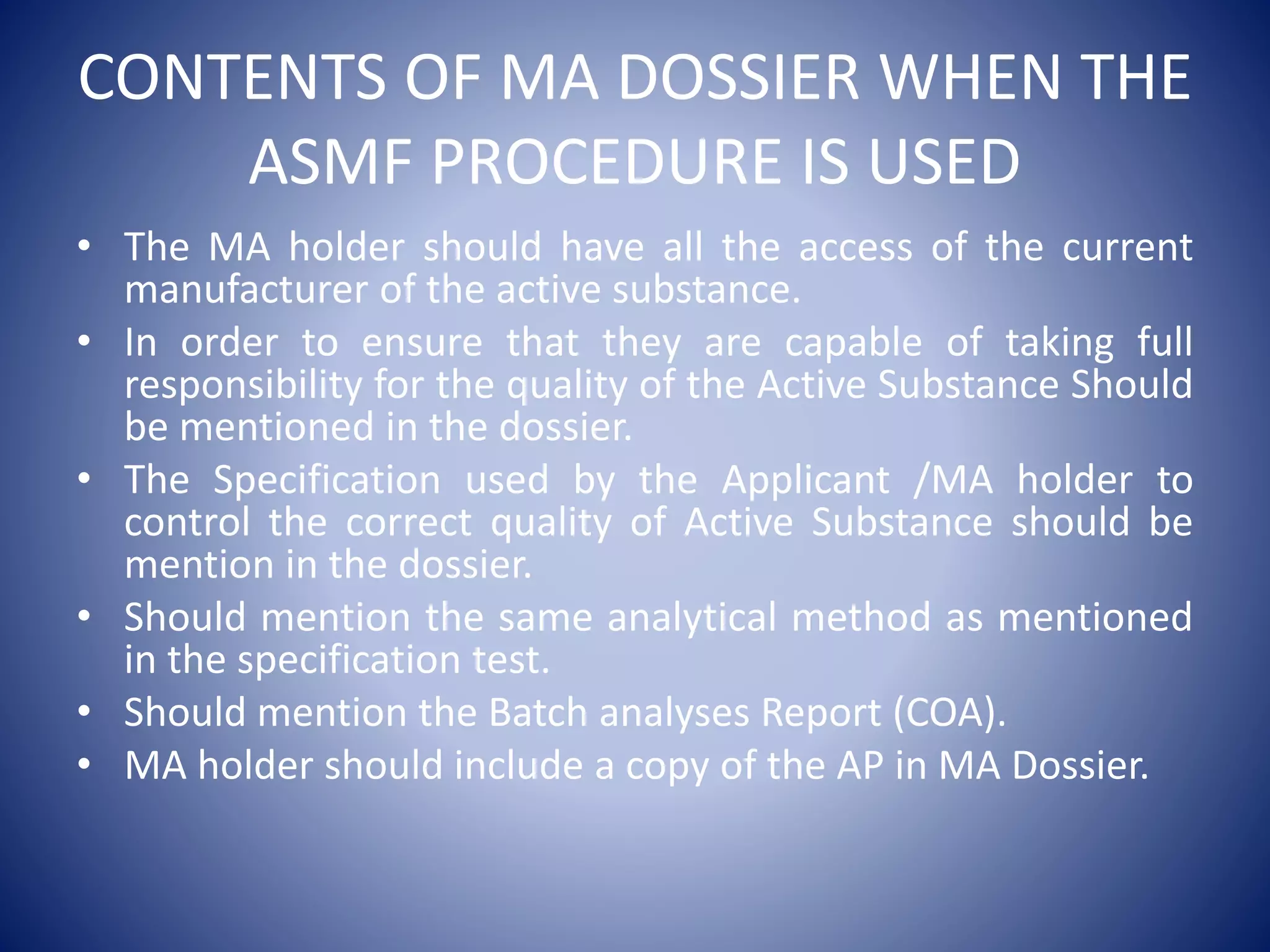 ACTIVE SUBSTANCE MSTER FILE (ASMF) eMA | PPTX