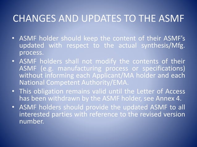 ACTIVE SUBSTANCE MSTER FILE (ASMF) eMA | PPTX