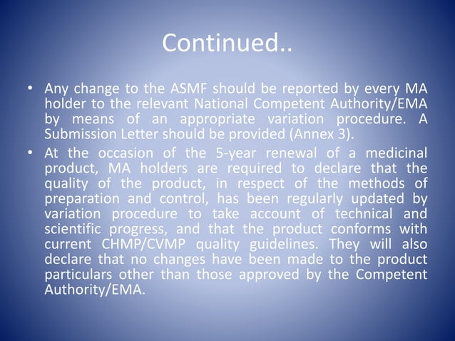 ACTIVE SUBSTANCE MSTER FILE (ASMF) eMA | PPTX