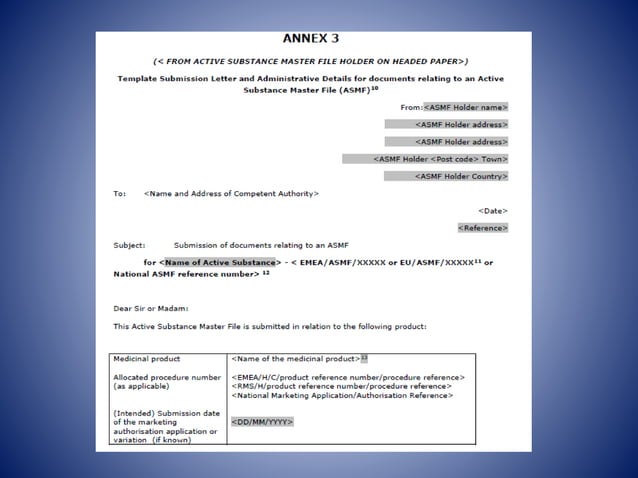 ACTIVE SUBSTANCE MSTER FILE (ASMF) eMA | PPTX