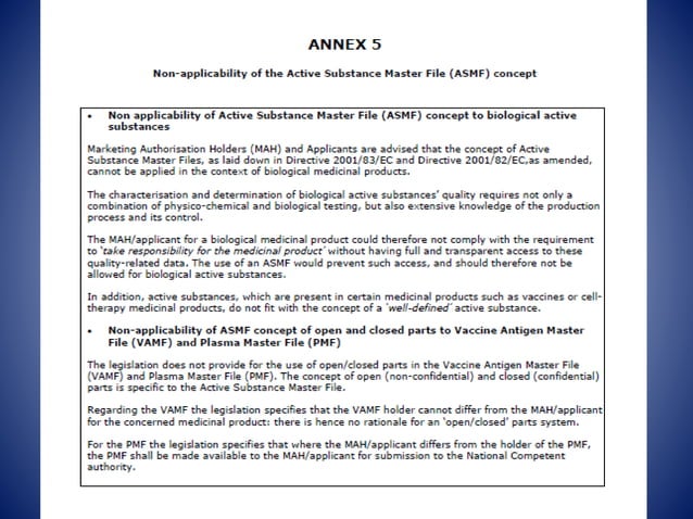 ACTIVE SUBSTANCE MSTER FILE (ASMF) eMA | PPTX