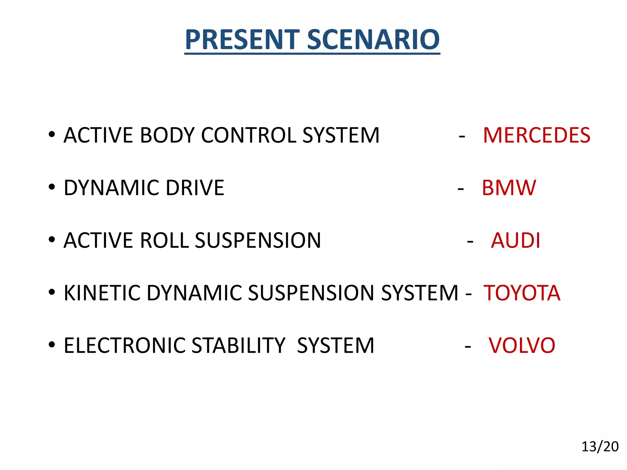Active suspension system in automobile | PPTX