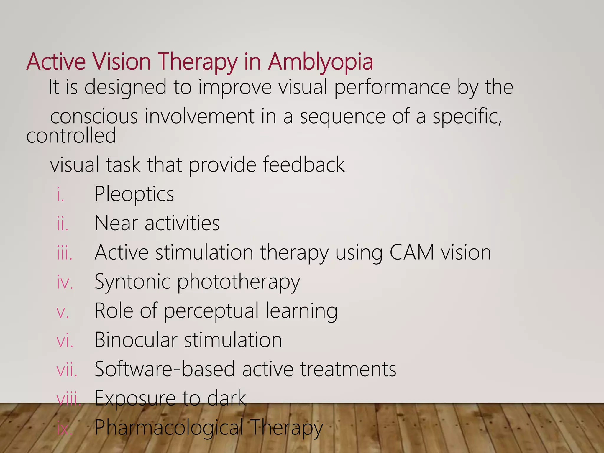 Active Vision Therapy in Management of Amblyopia (healthkura.com) | PPTX
