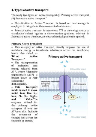 Active transport and Pumps, Uniports, Symports and Antiports. | PDF