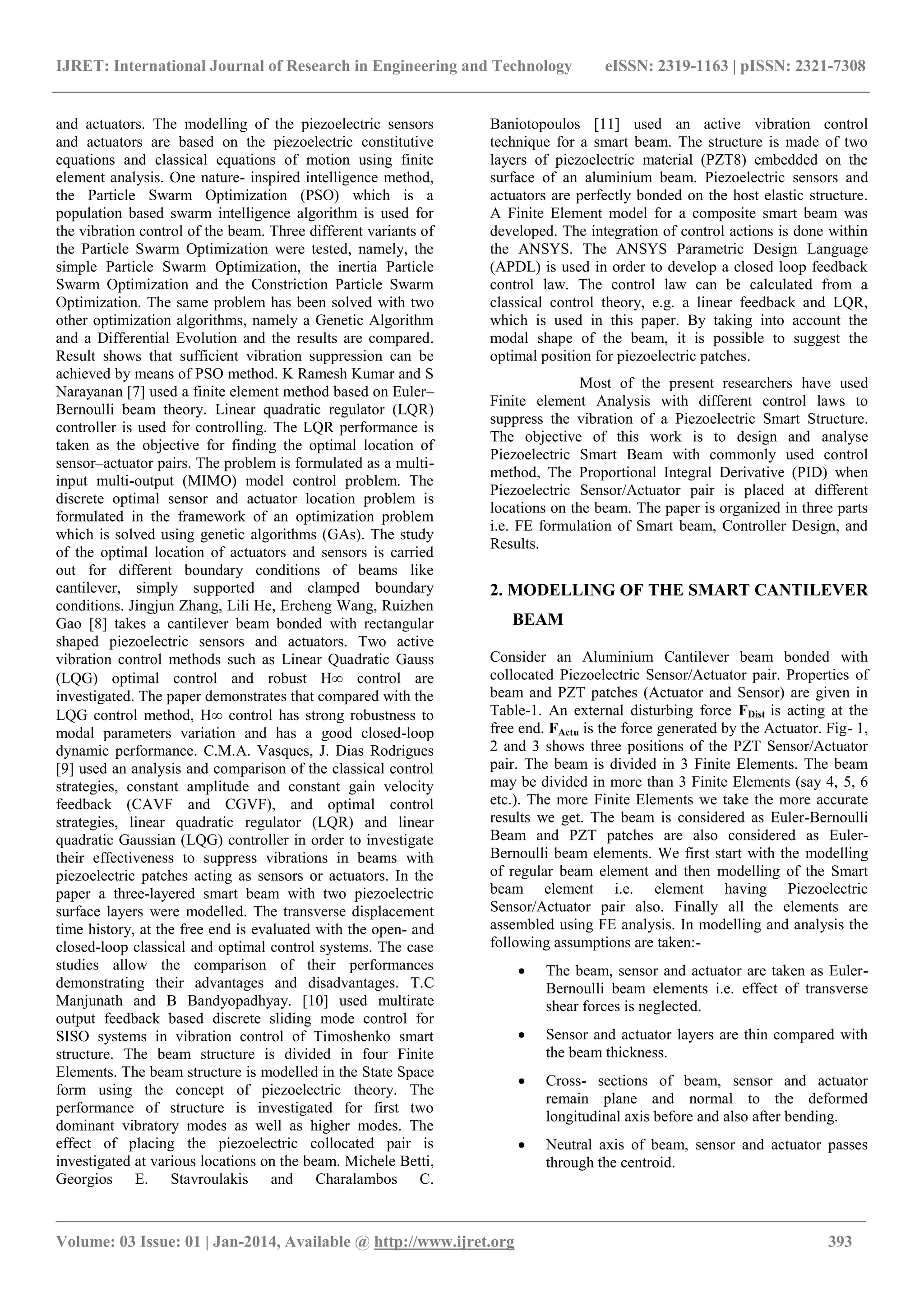Active vibration control of smart piezo cantilever beam using pid controller | PDF