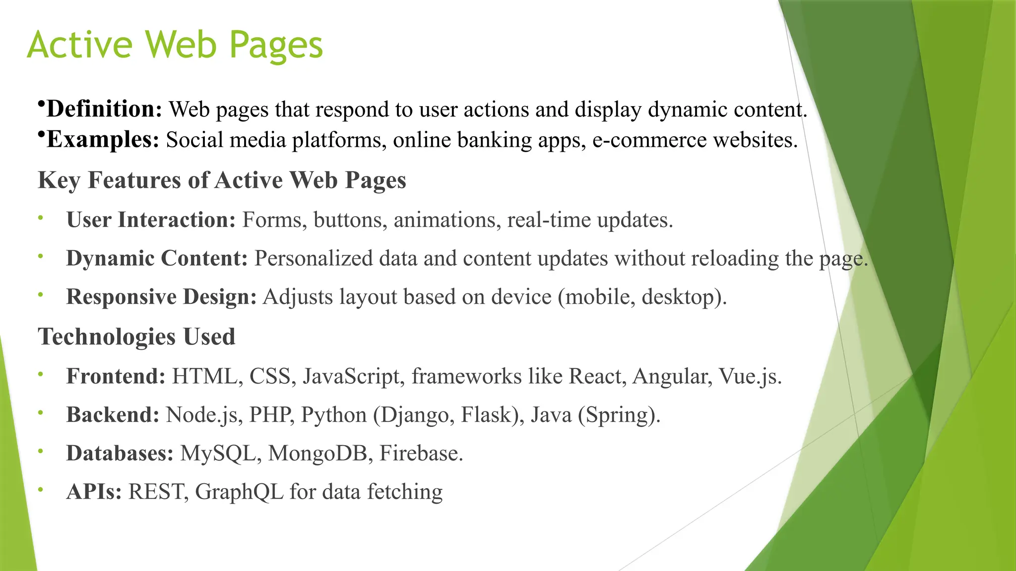 active web page in web technology and three types .pptx