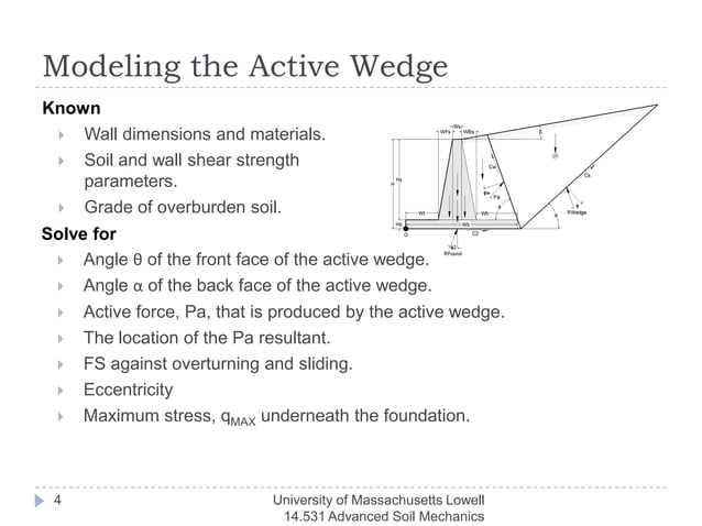 Active Wedge Behind A Gravity Retaining Wall Complete 2011 | PPTX ...