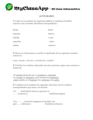 Actividad clases de sustantivos | PDF