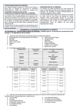 Actividad transformaciones de energía | PDF