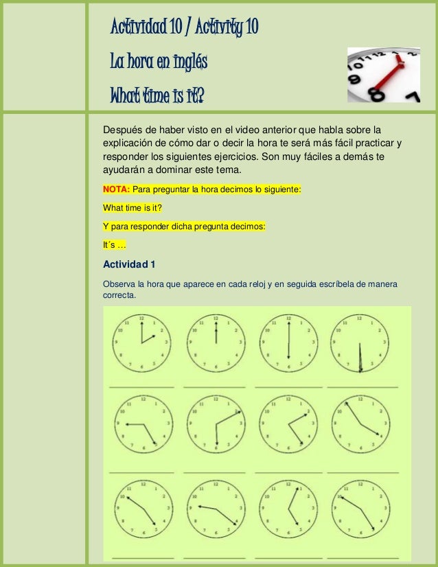 Actividad 10 la hora en inglés vdga