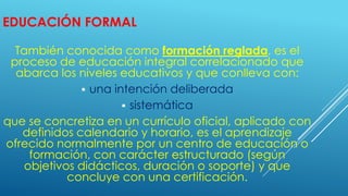 Actividad 15. tipos de educacion (formal, no formal e informal) | PPTX