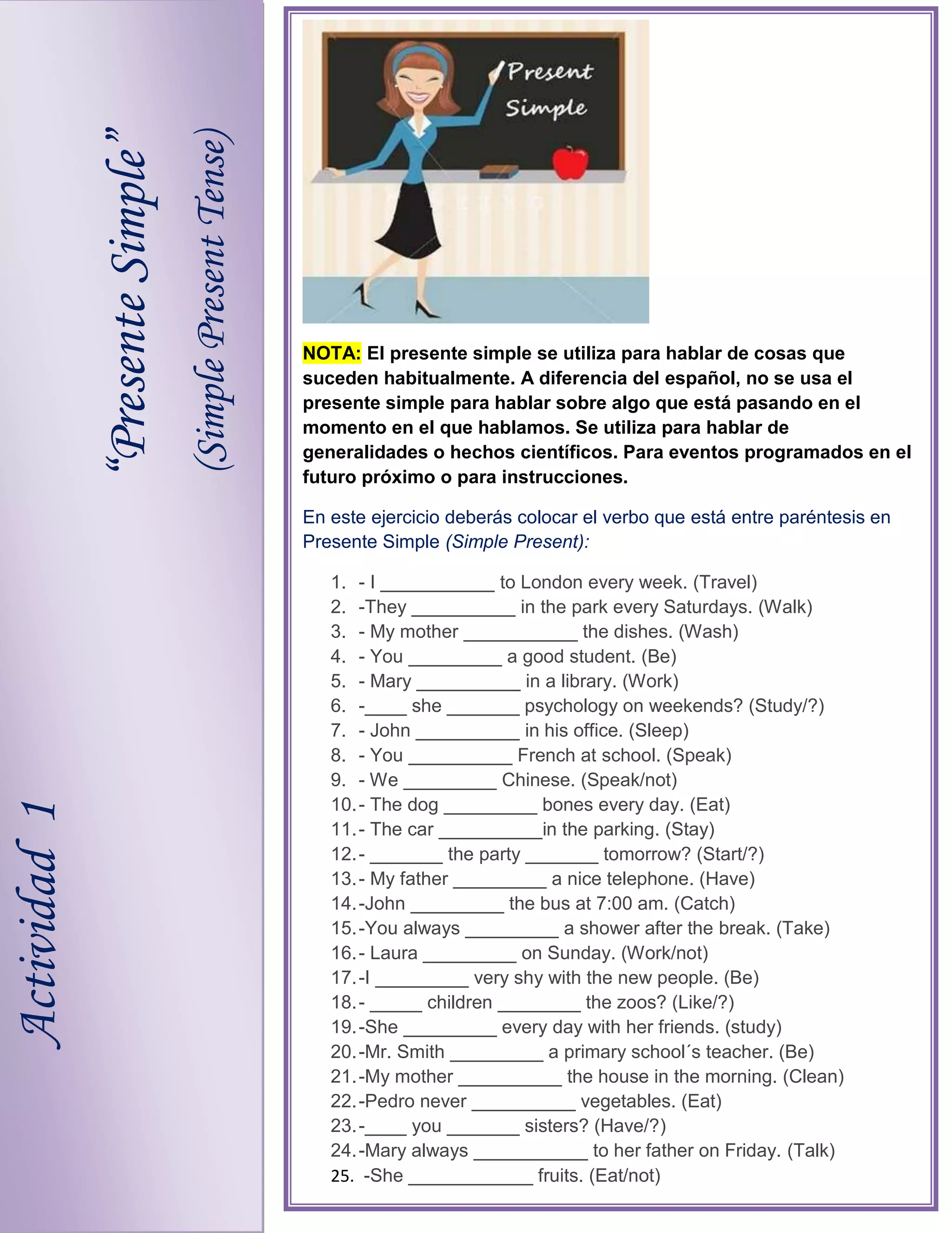 Actividad1 presente simple_vdga | PDF