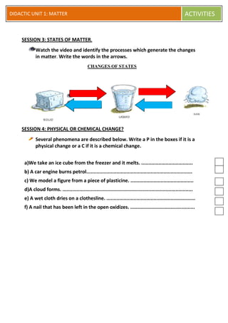 Didactic Unit: Matter. Activities. | PDF