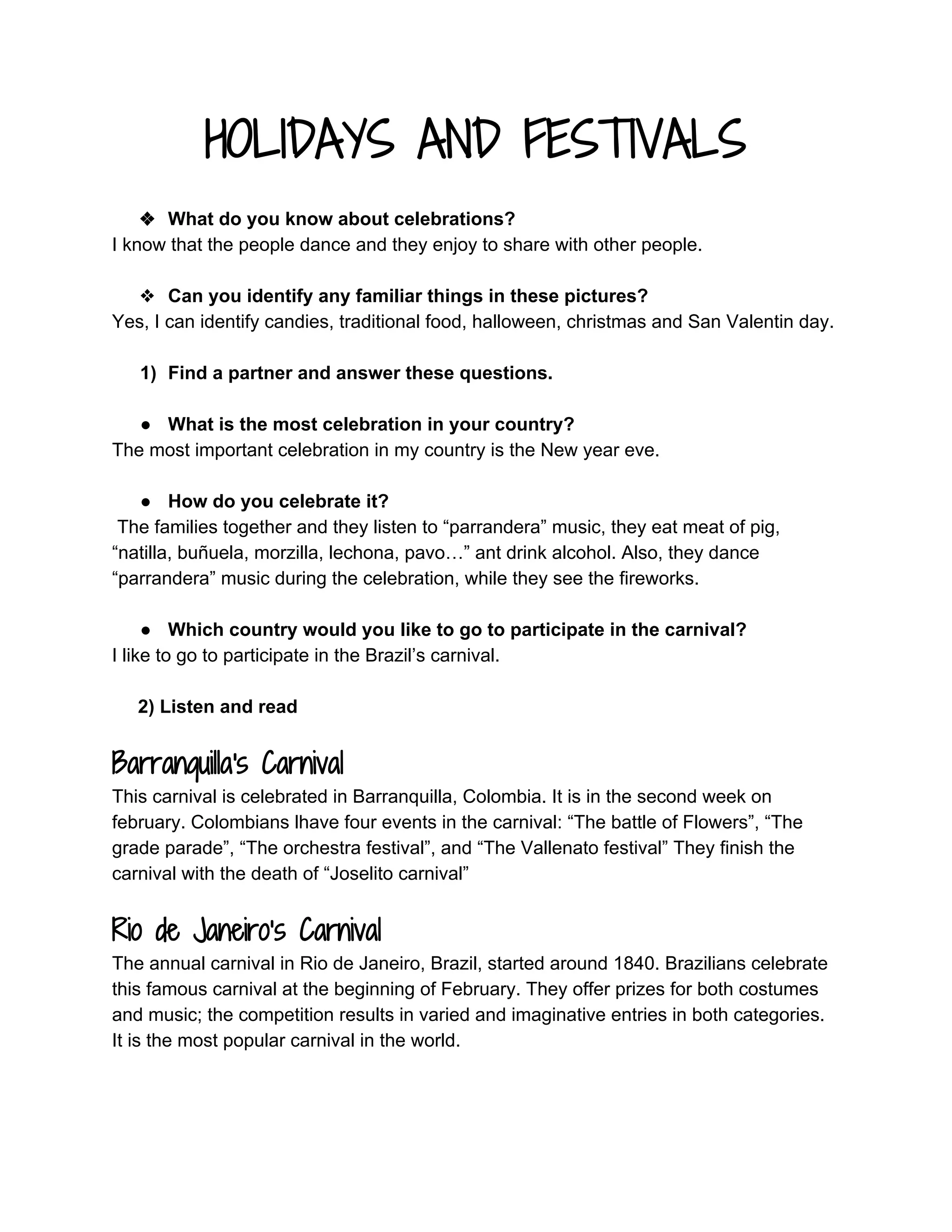 HOLIDAYS AND FESTIVALS | PDF | National & Civic Holidays | Holidays