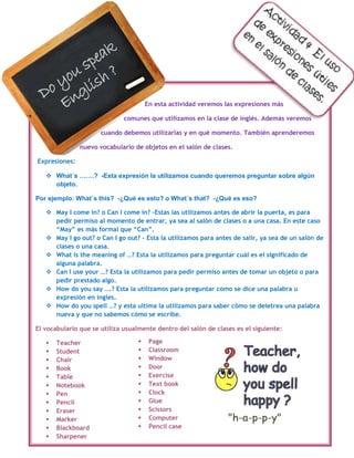 Actividad 4 el uso de expreciones utiles en el salon de clases vdga ...
