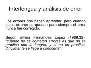 Interlengua Análisis de Error | PPT
