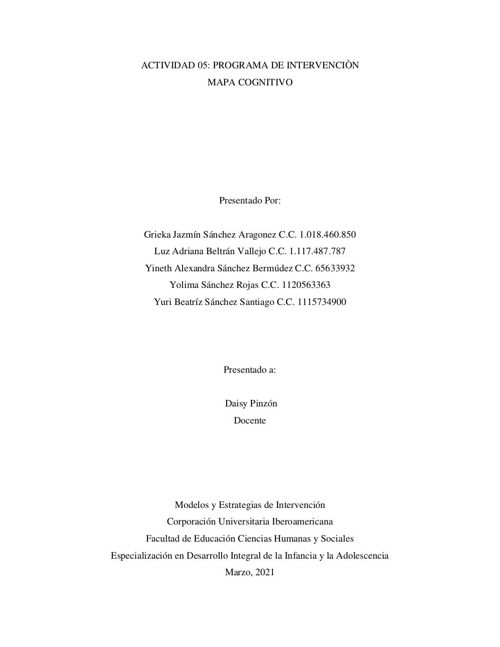 Actividad 5 programa de intervención. | PDF