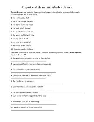 Actividad 6 ejercicio frases preposicionales y adverbiales (1) | PDF