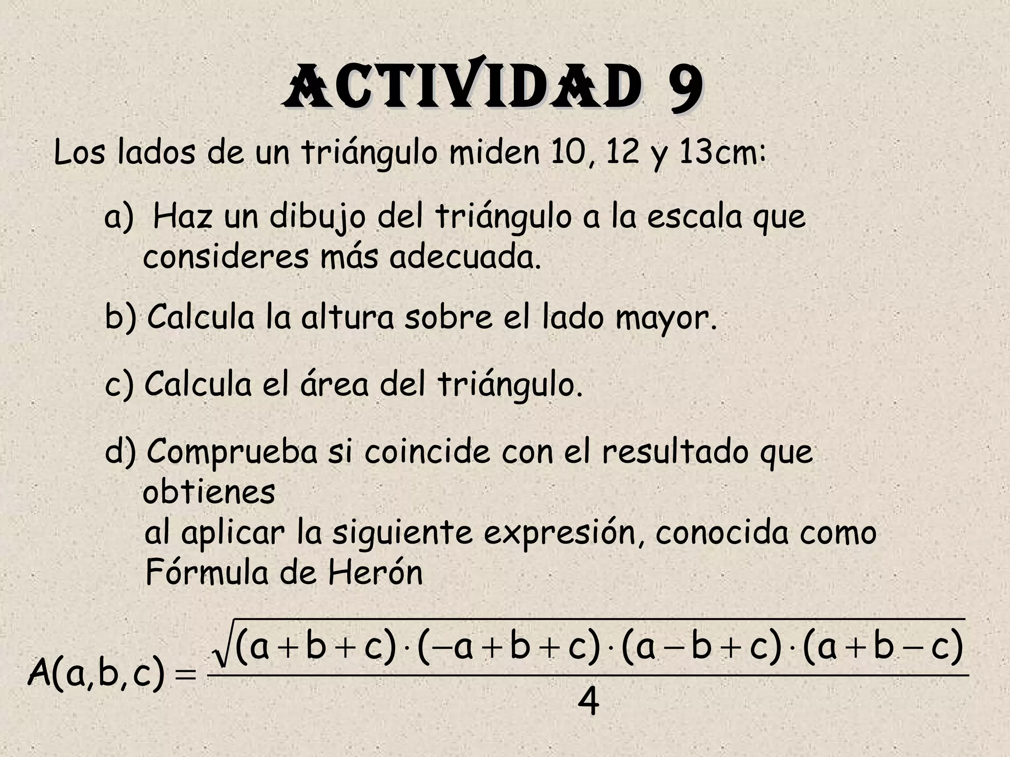 Calculo de la altura de un triangulo | PPT