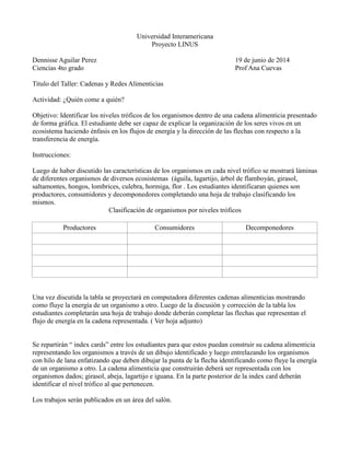 Actividad cadenas y redes alimenticias | PDF