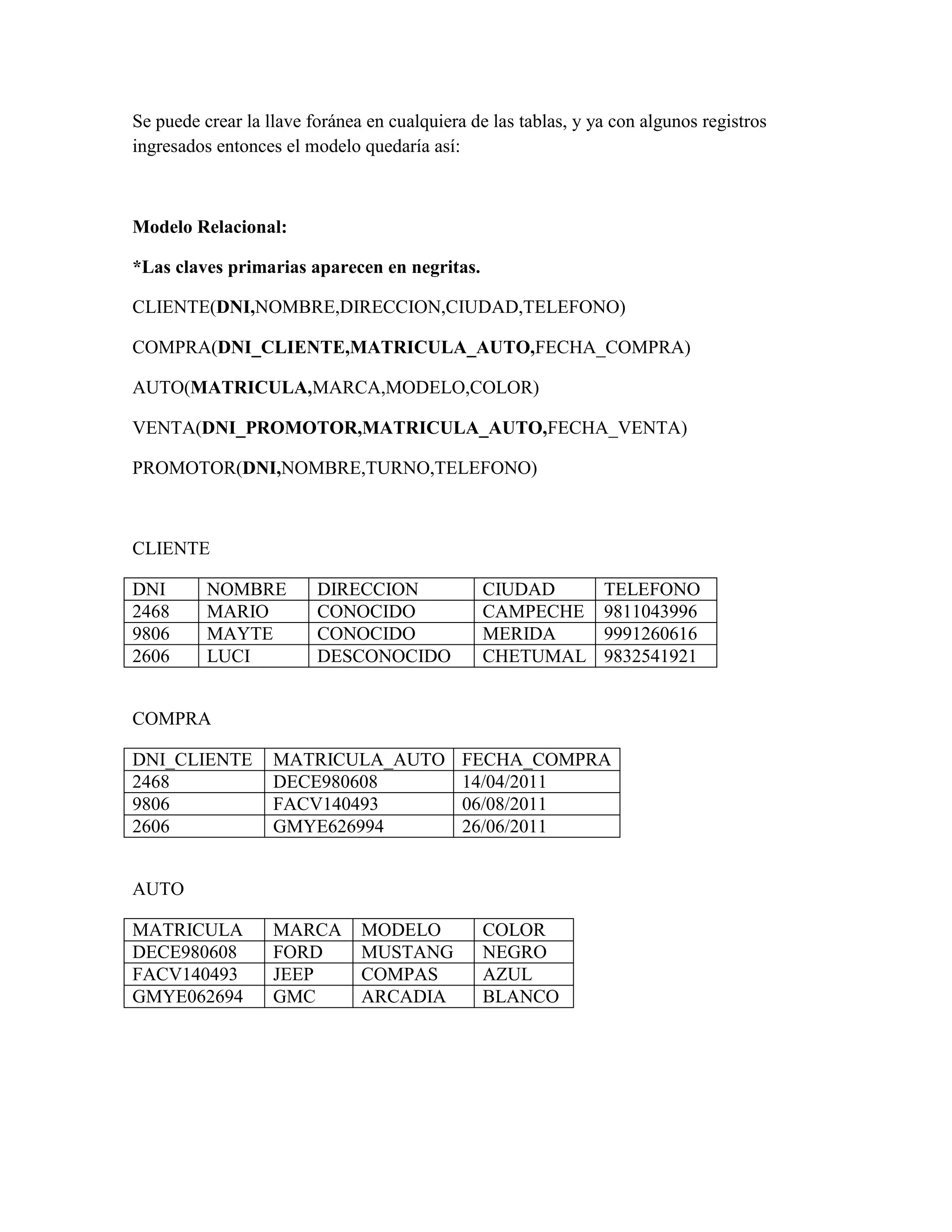 Transformación de Modelo E-R a Modelo Relacional Ejemplo y Reporte | DOCX