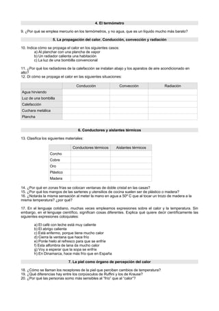 Actividades sobre Calor y Temperatura | PDF