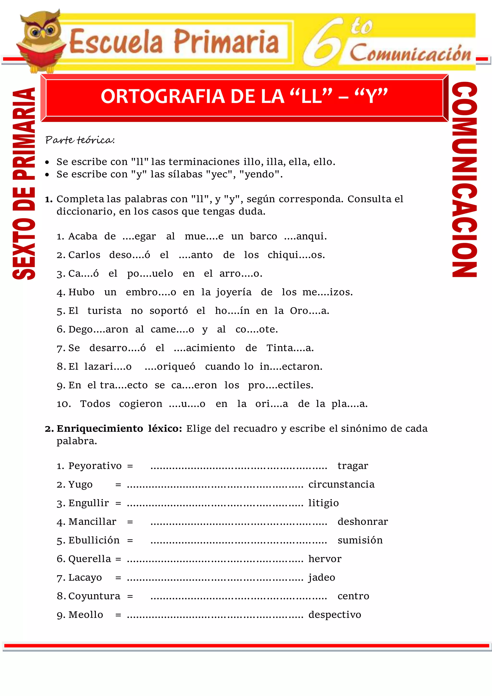 Actividades con-ll-y-para-sexto-de-primaria (1) | DOC