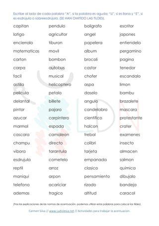 Actividades Prácticas para Aprender y Trabajar la Acentuación en ...