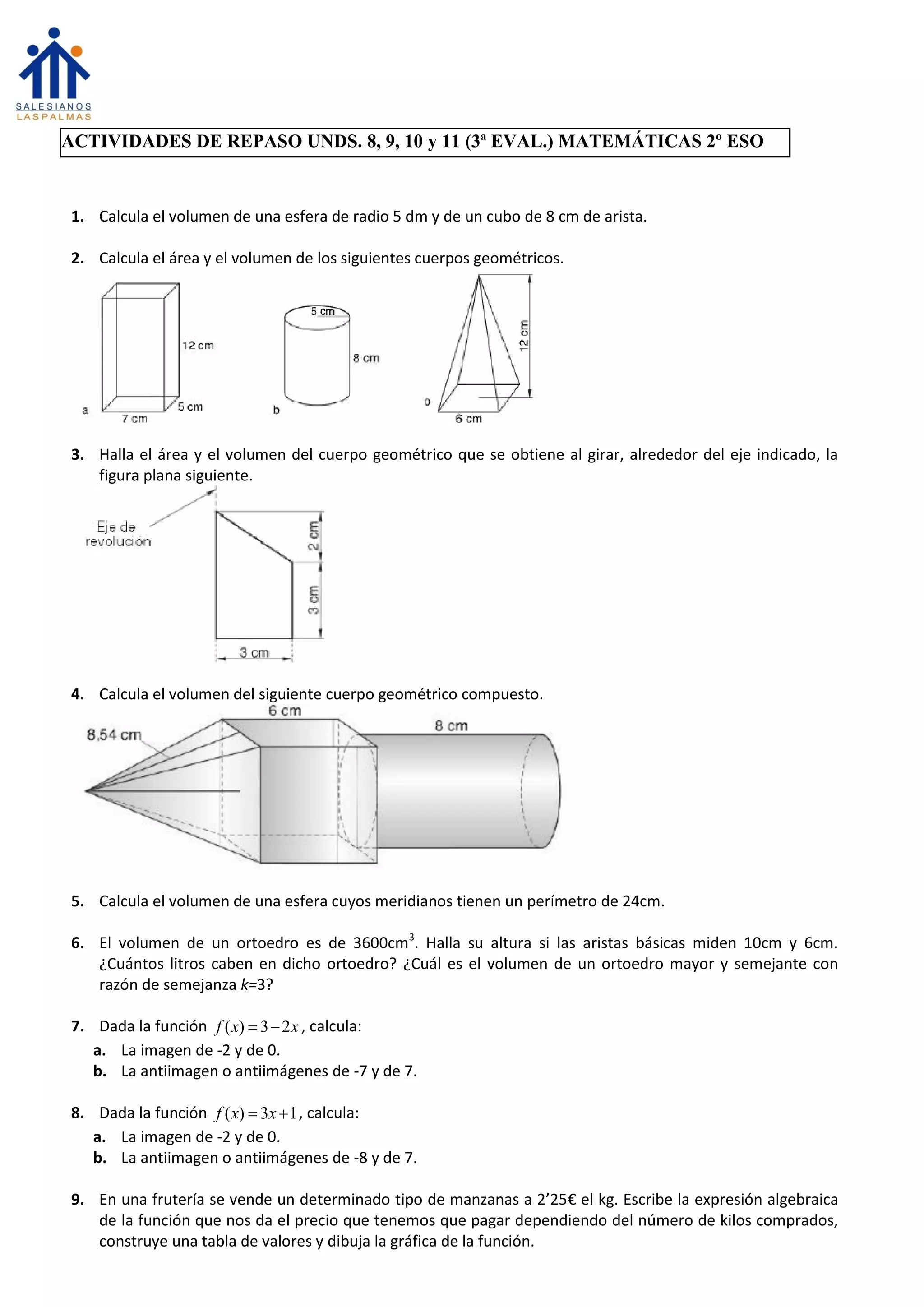 Actividades 3ª eval mat 2ºeso | PDF