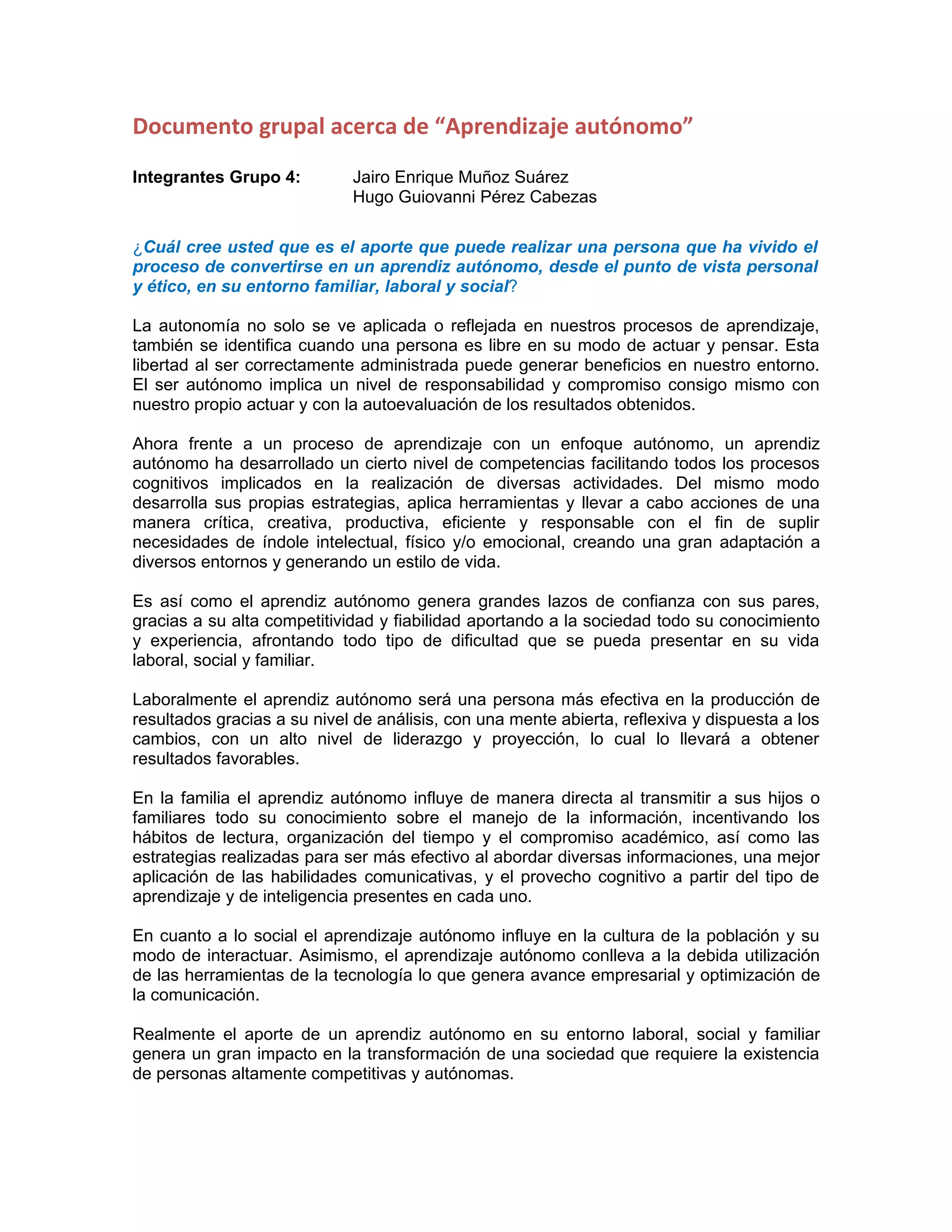 Actividades AutorregulacióN | PDF