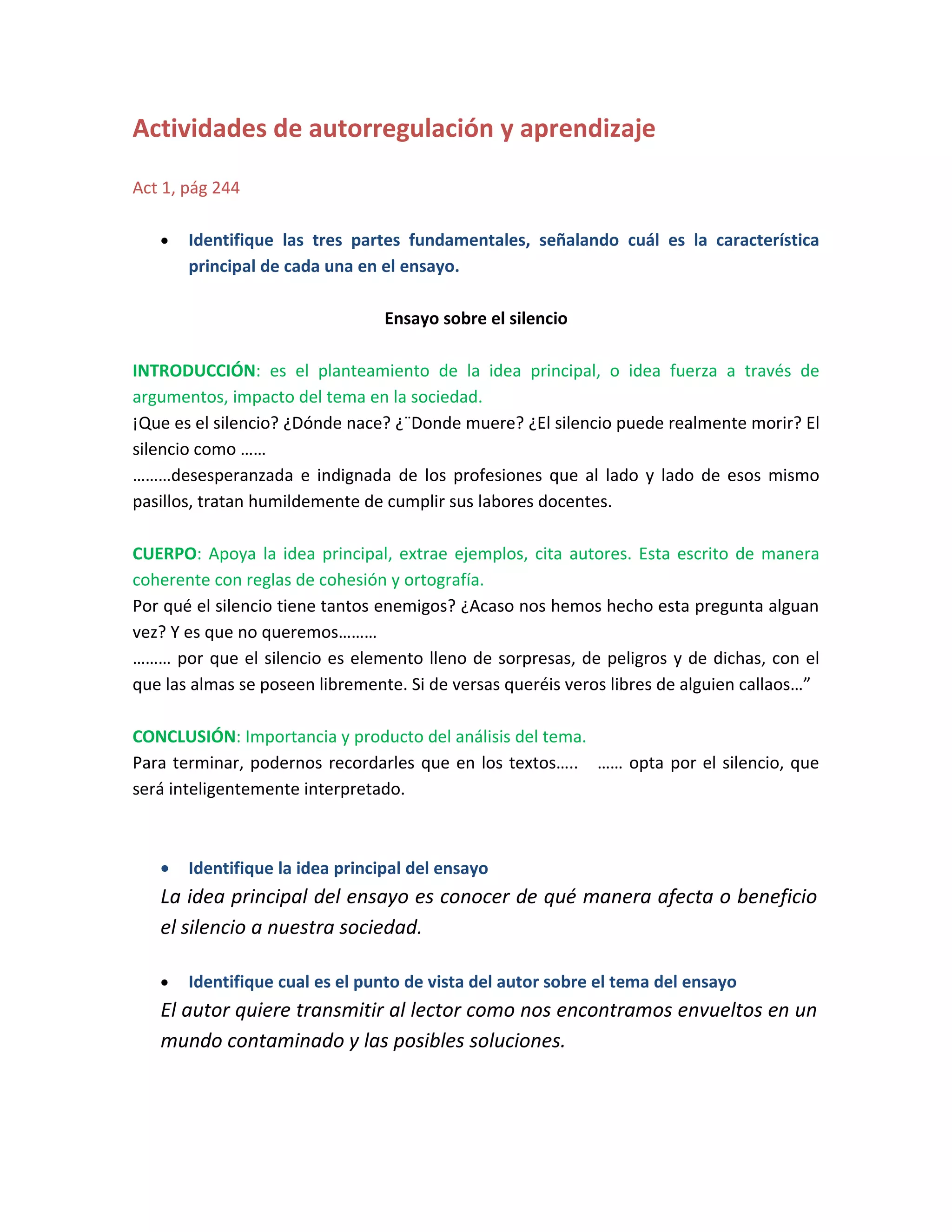 Actividades AutorregulacióN | PDF