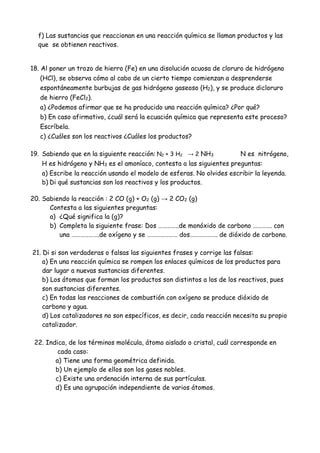 Actividades cambios en la materia | PDF