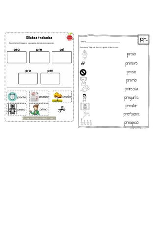 actividades con silabas trabadas PARA NIÑOS | DOCX