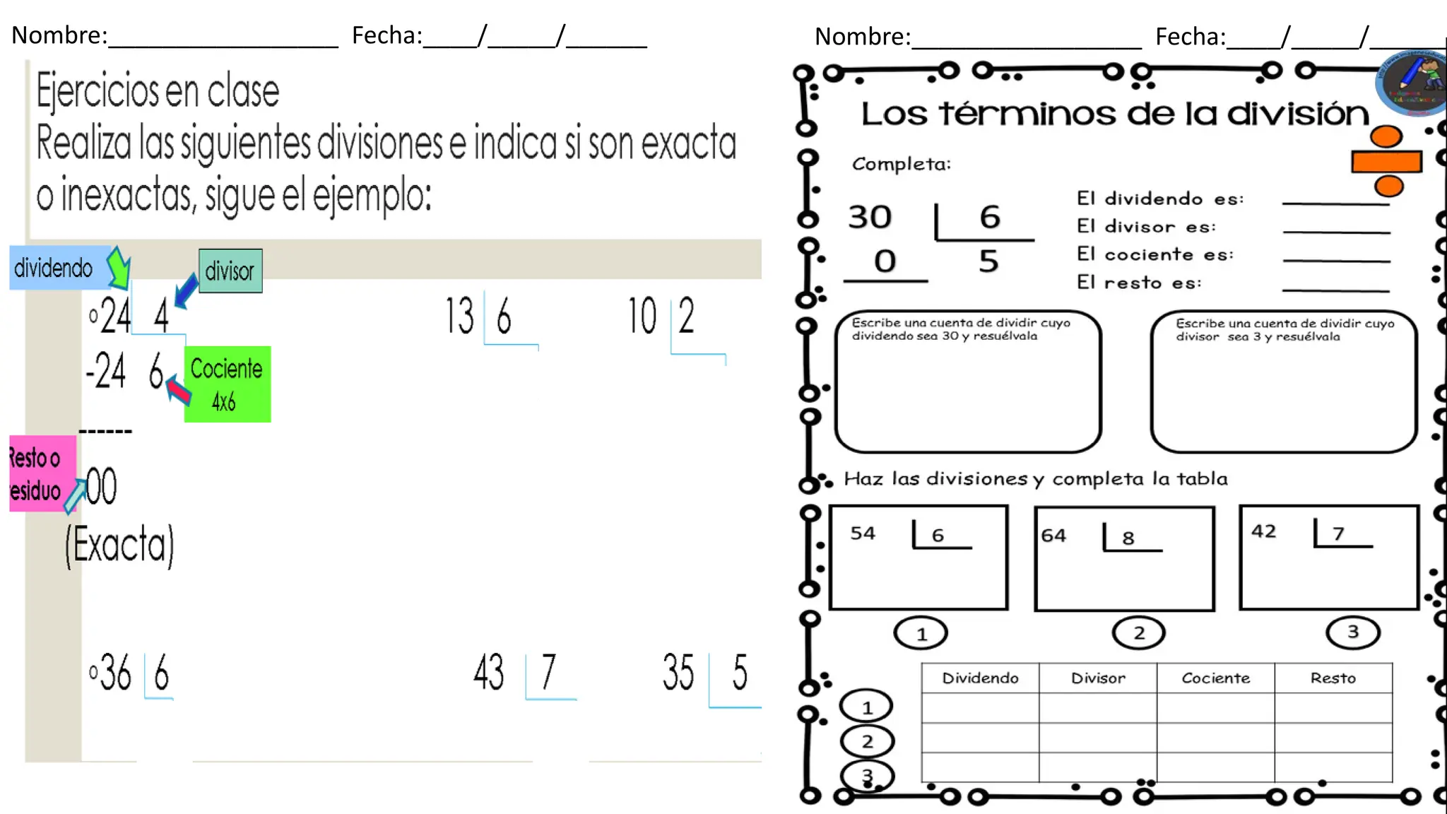 Hojas De Trabajo De División Gratuitas De Cuarto Grado