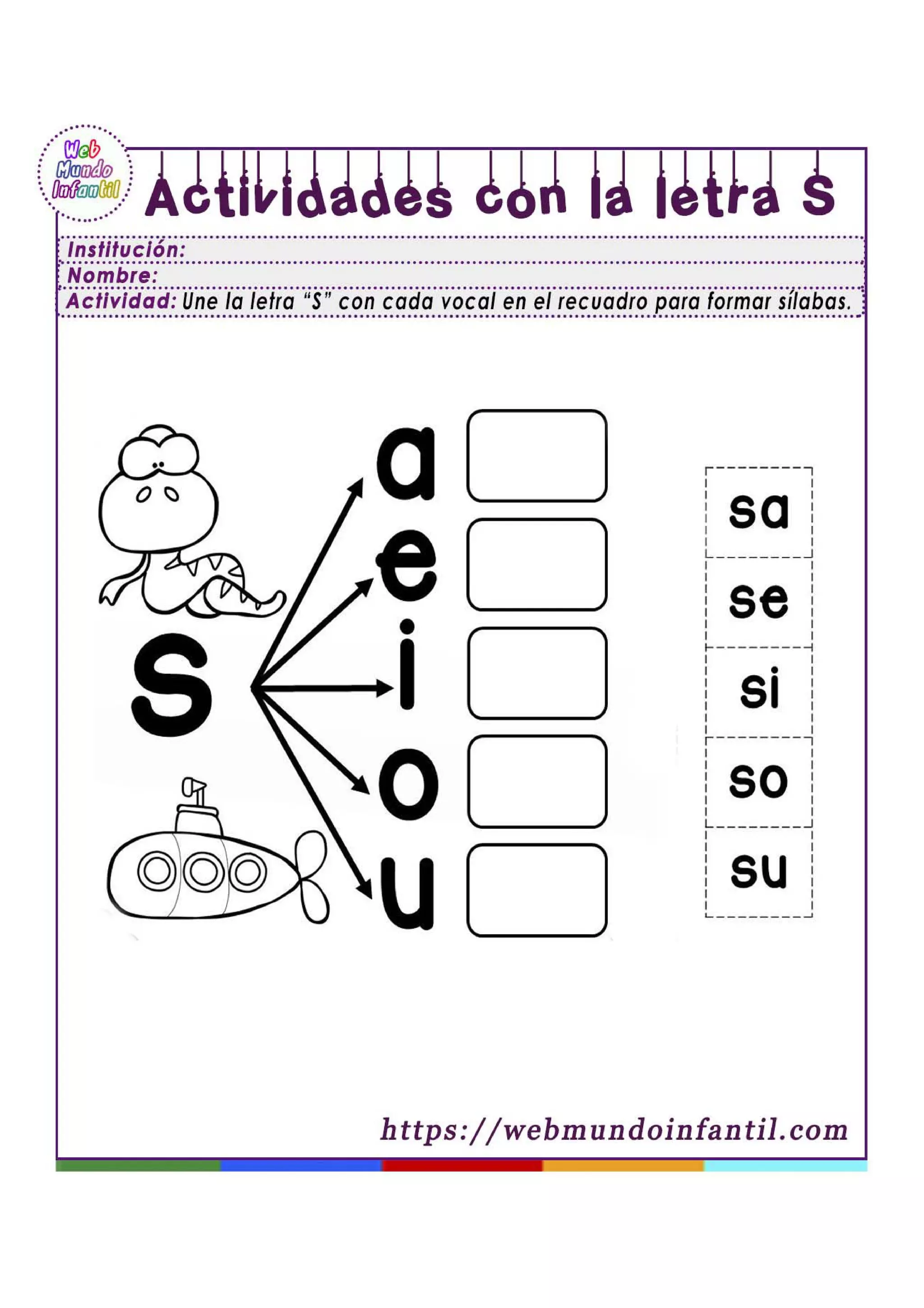 Hojas De Trabajo Con La Letra S Para Niños Pequeños