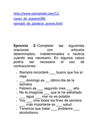 Actividades de lenguaje articulos | DOCX
