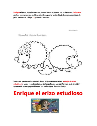 Actividades de Enrique el erizo estudioso | DOCX