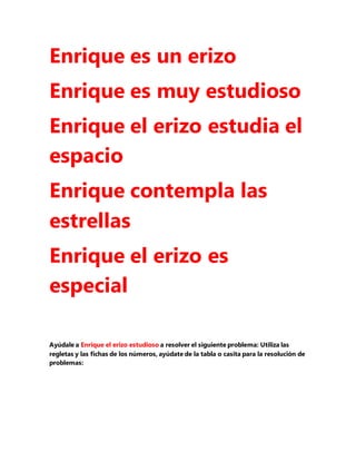 Actividades de Enrique el erizo estudioso | DOCX