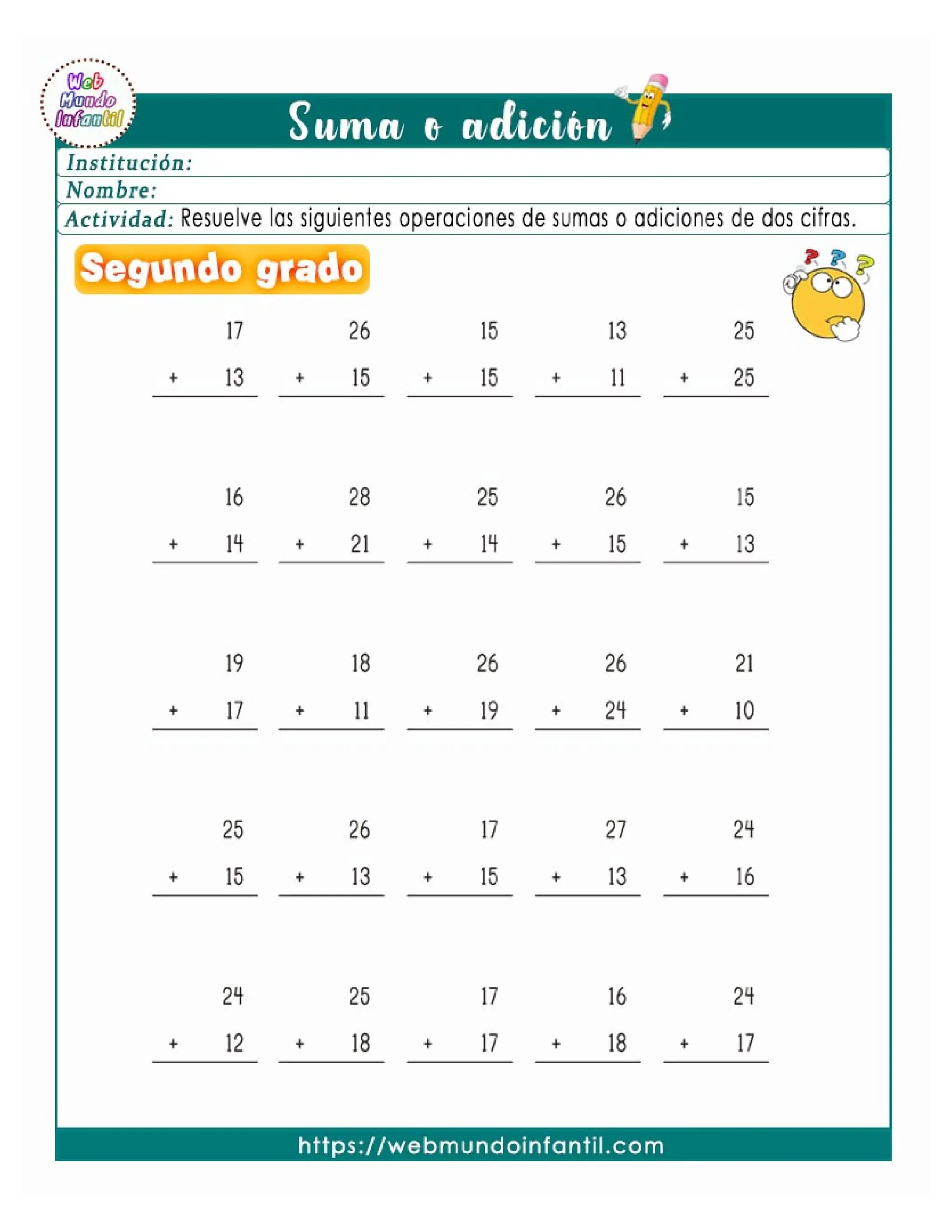 Hojas De Trabajo Imprimibles Gratuitas De Matemáticas De Segundo Grado